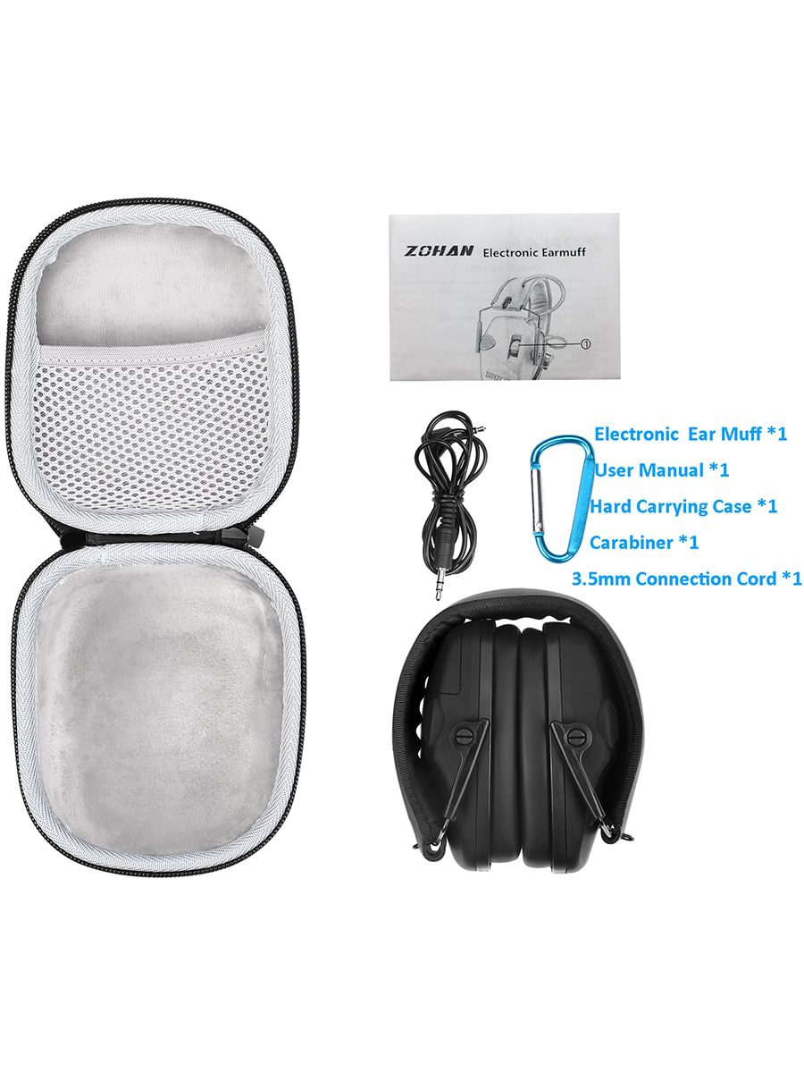 Electronic Safety Ear Muffs With A Hard Travel Case For Shooting ...